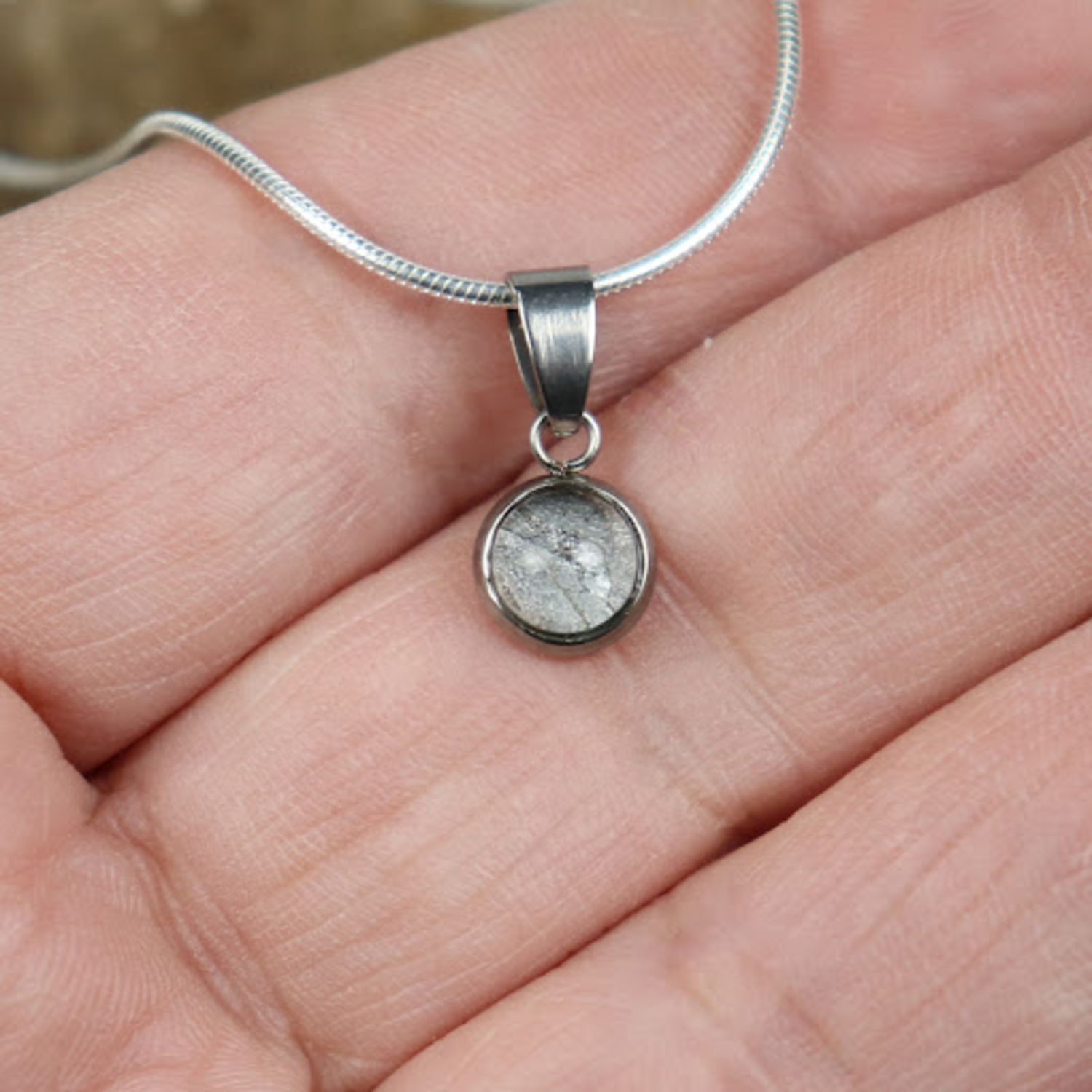 Seymchan Meteorite Round Pendant 8mm - Mama's Minerals