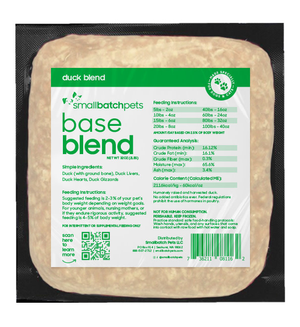 SMALLBATCH FROZEN RAW DUCK BLEND 2LB - Rosie Bunny Bean Urban Pet ...