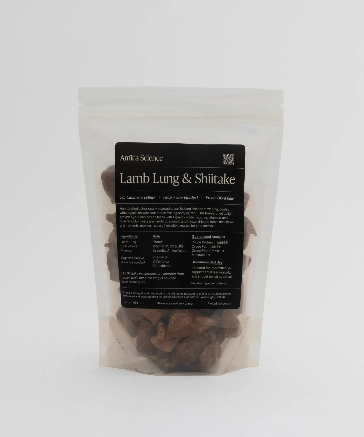 AMICA SCIENCE FREEZE DRIED LAMB LUNG & SHIITAKE 65G - Rosie Bunny Bean ...