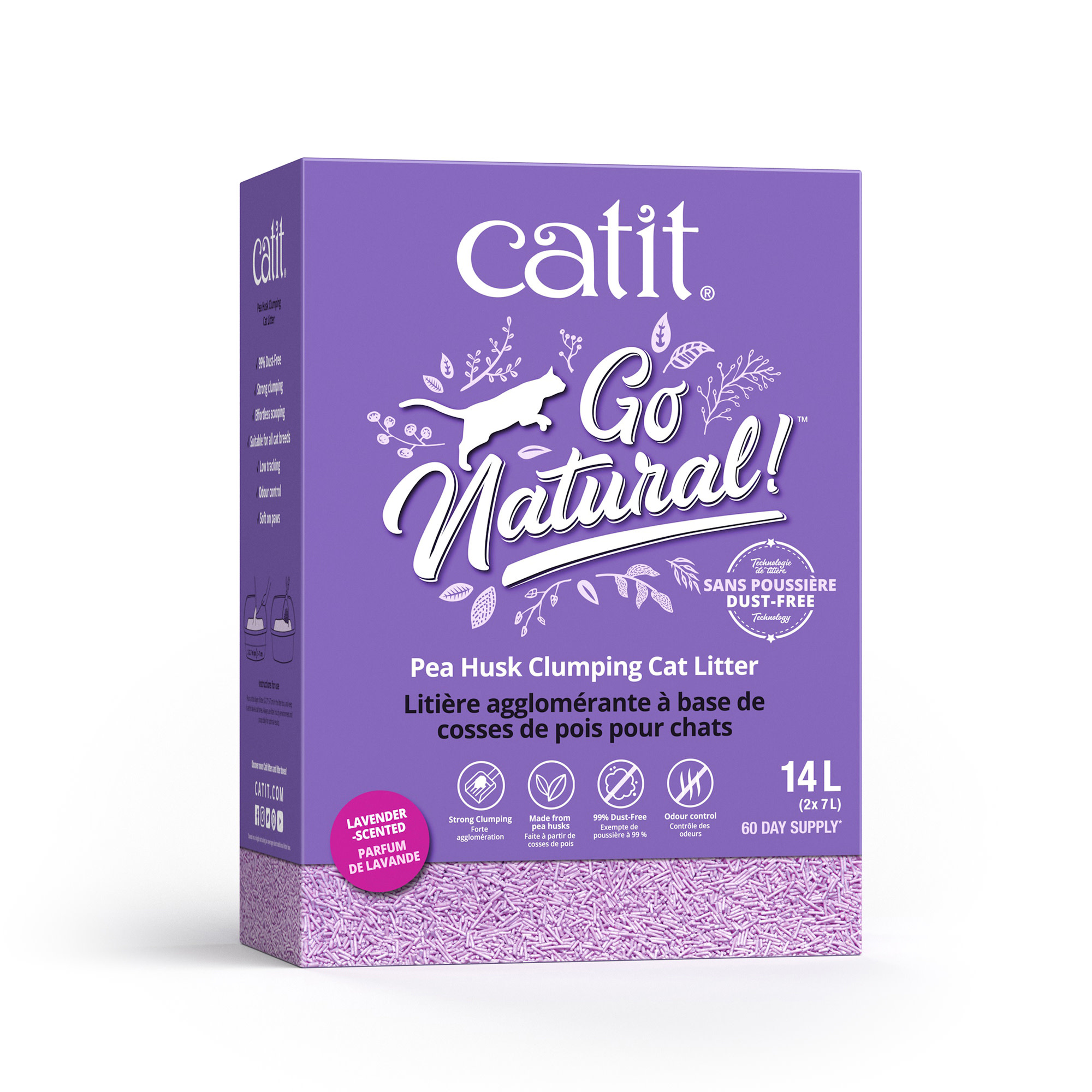 CATIT Catit Go Natural! Pea Husk Clumping Cat Litter - Lavender - 14 L ...