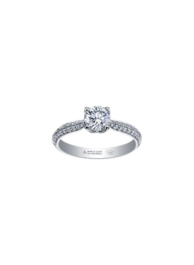 Bague solitaire pétales blanc diamants canadiens 18k 1x0.54ct VVS1 G 41=0.27ct - Bijouterie Luxedor