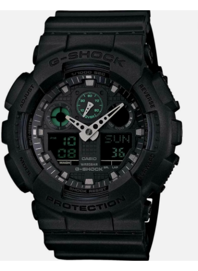 G-Shock silicone noir indicateurs silver et turquoise - Bijouterie Luxedor