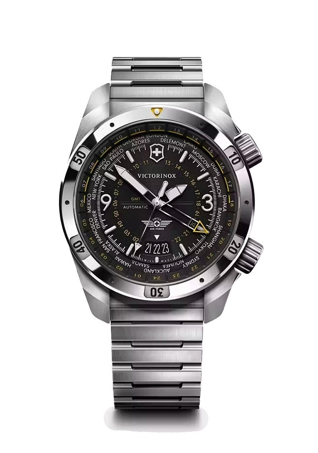 Victorinox automatic airpro stainless steel black, white, and yellow d