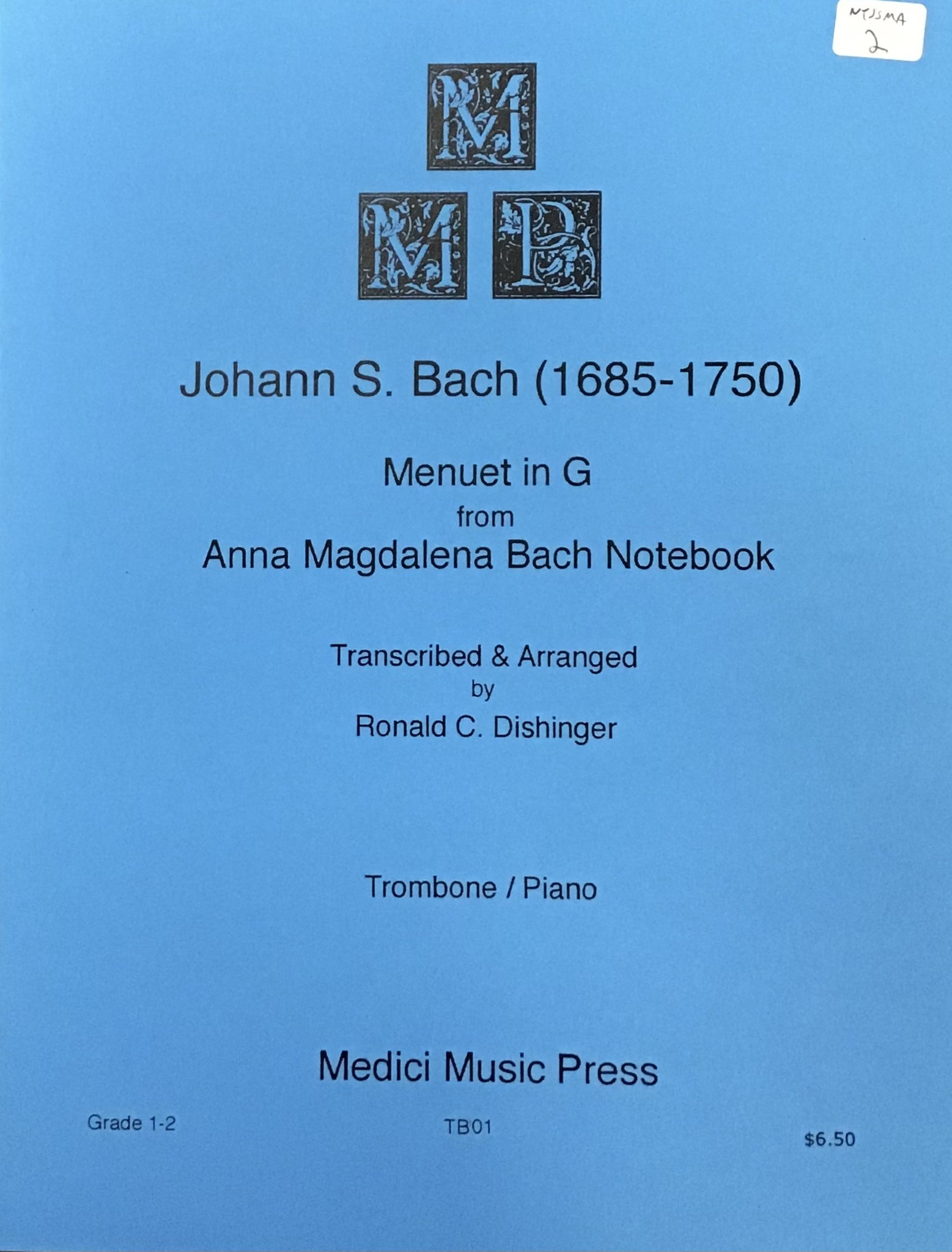 Bach Menuet in G - Trombone/Piano - Wright Music Inc.