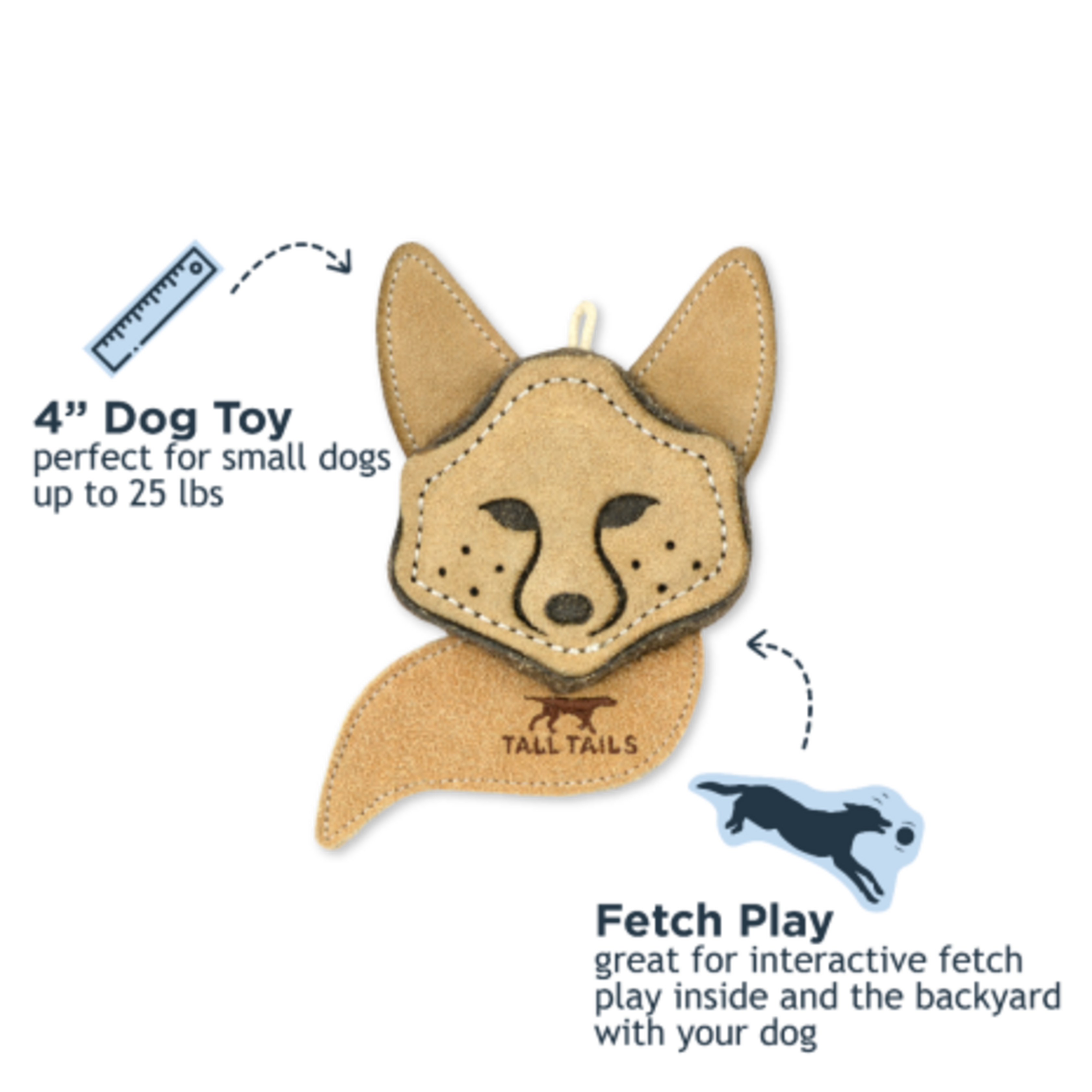Tall Tails Natural Leather & Wool Fox Toy - 4