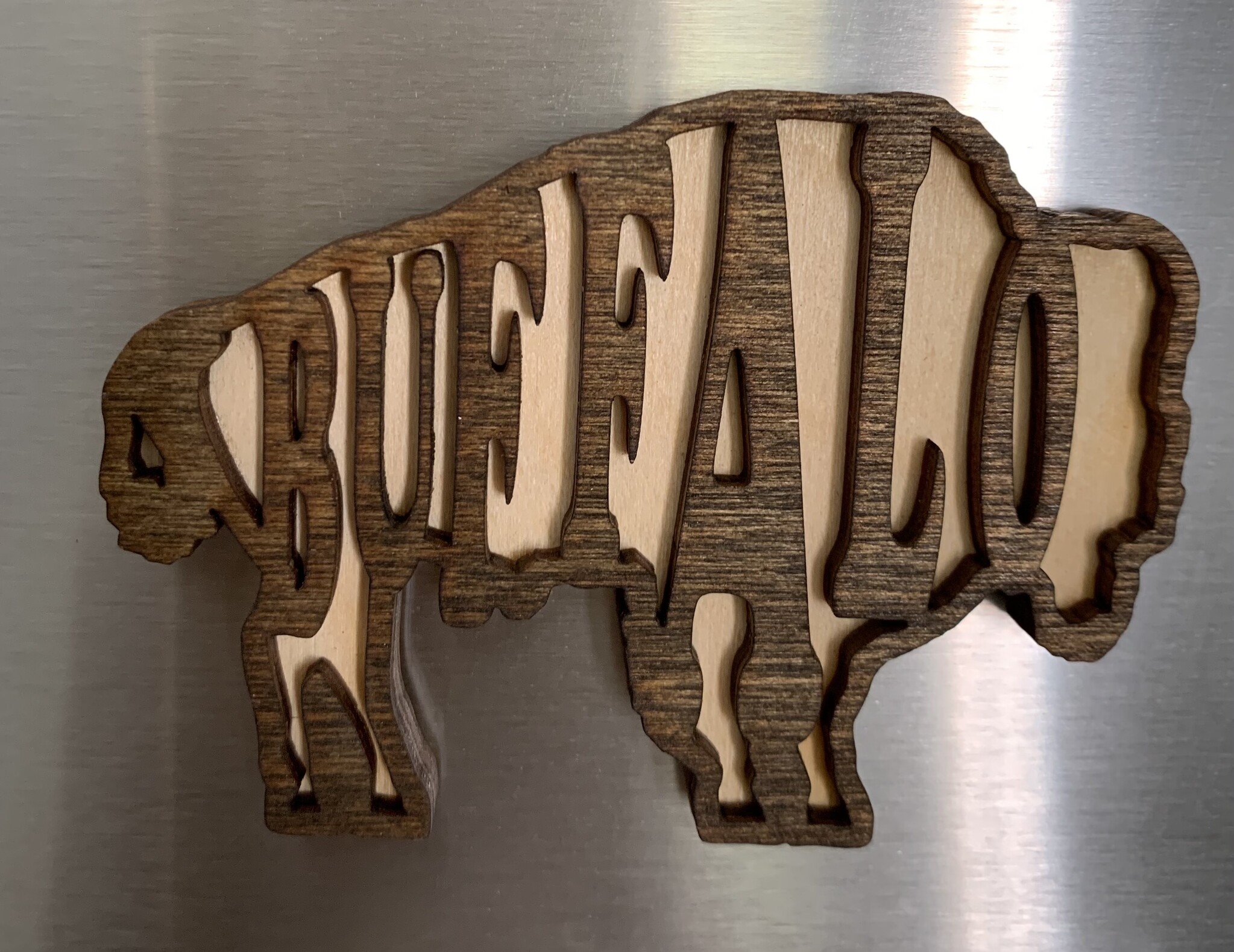 DUAL LEVEL BUFFALO MAGNET-TWO TONE WOOD | CARDSMART IN BUFFALO, NY ...