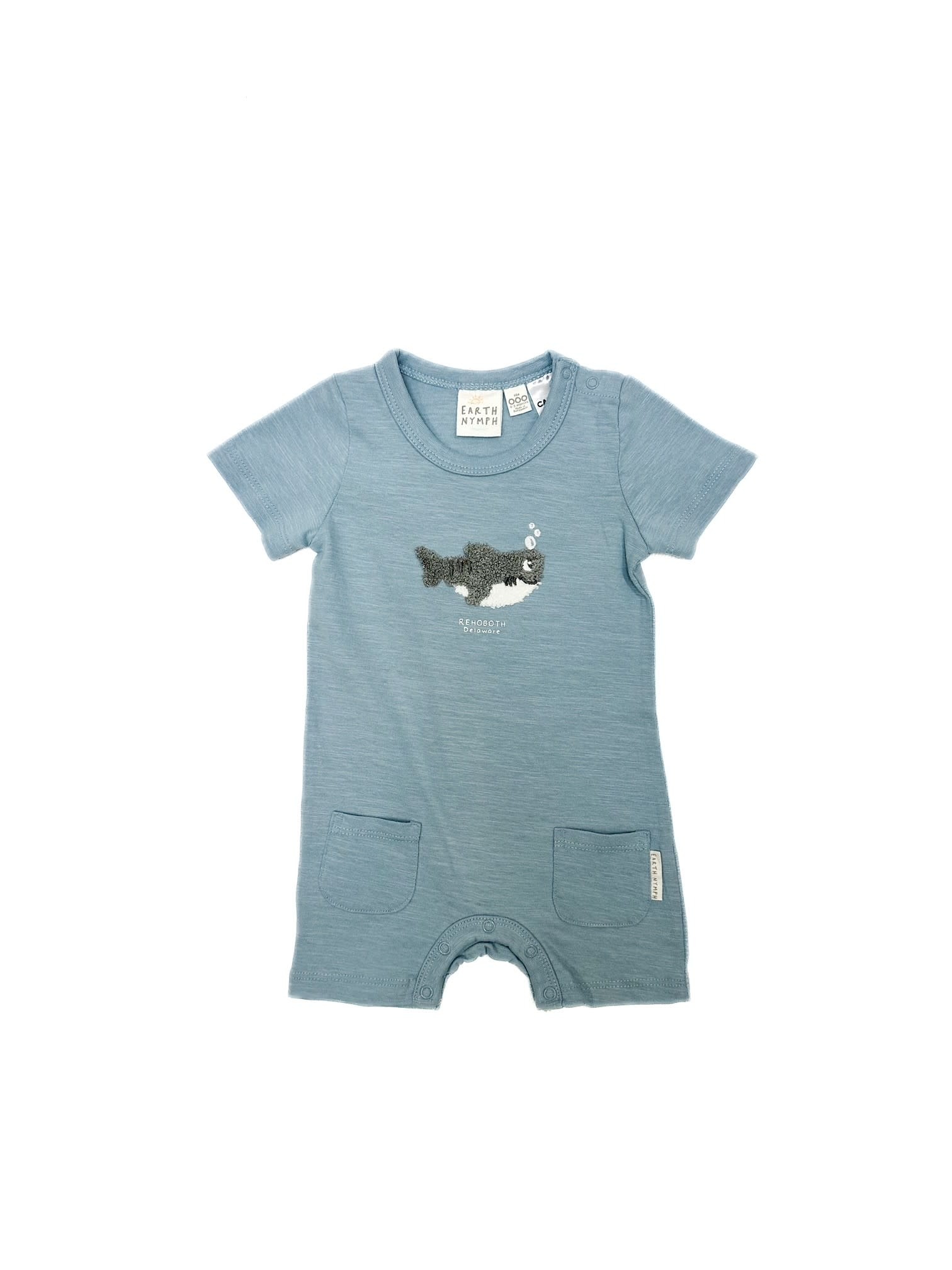 EARTH NYMPH FUZZY SHARKY OCEAN BLUE ONESIE - Rehoboth Lifestyle