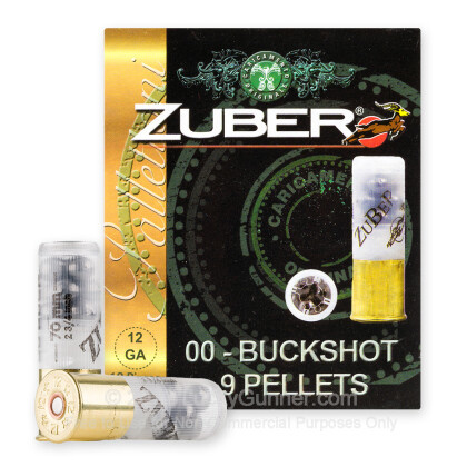 Zuber 12 Gauge 2 3/4" 00 Buckshot 9 pellet - Spotted Dog Sporting Goods