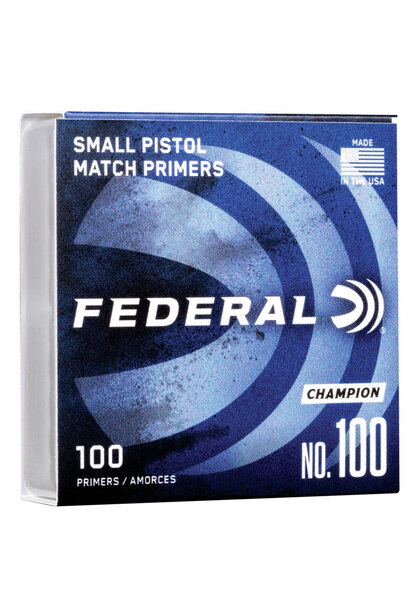 Federal Champion No. 100 Small Pistol Primers 100 Count - Spotted Dog ...