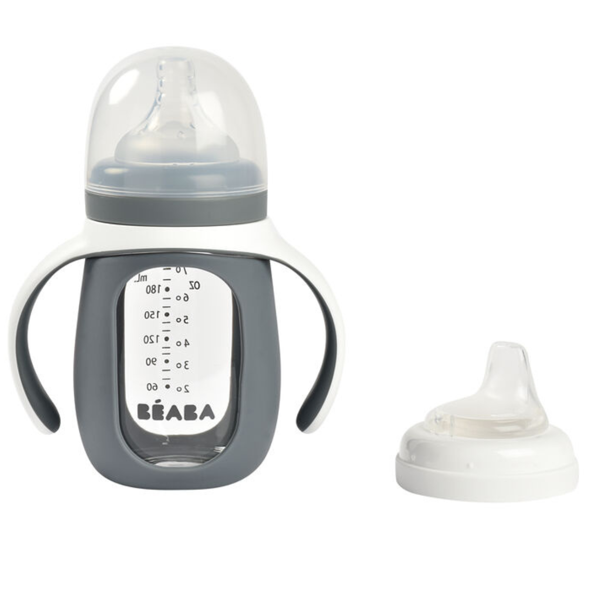 BEABA: Bottle to Sippy Cup - Grey - Nest, Bermuda