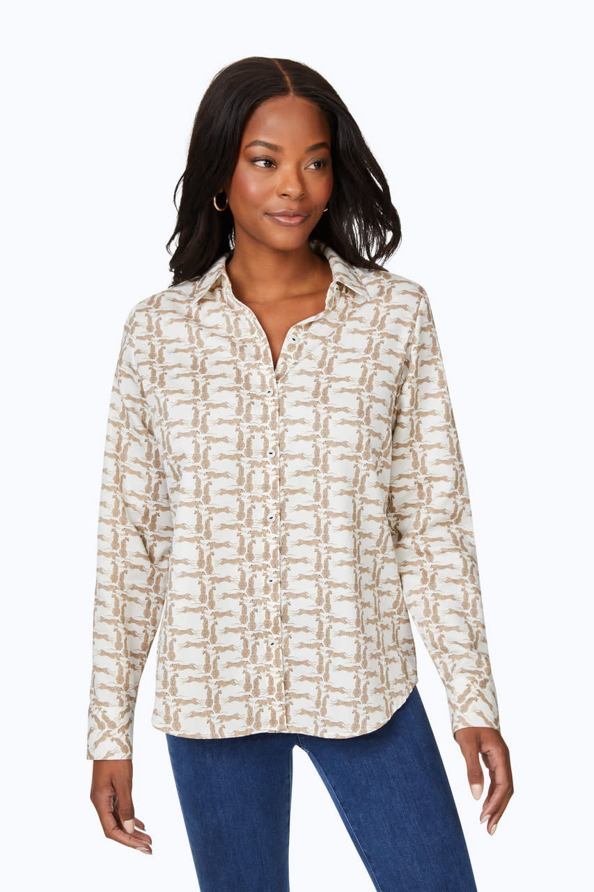 Foxcroft Davis Long Sleeve Leopard Shirt | Pretty Please Houston ...