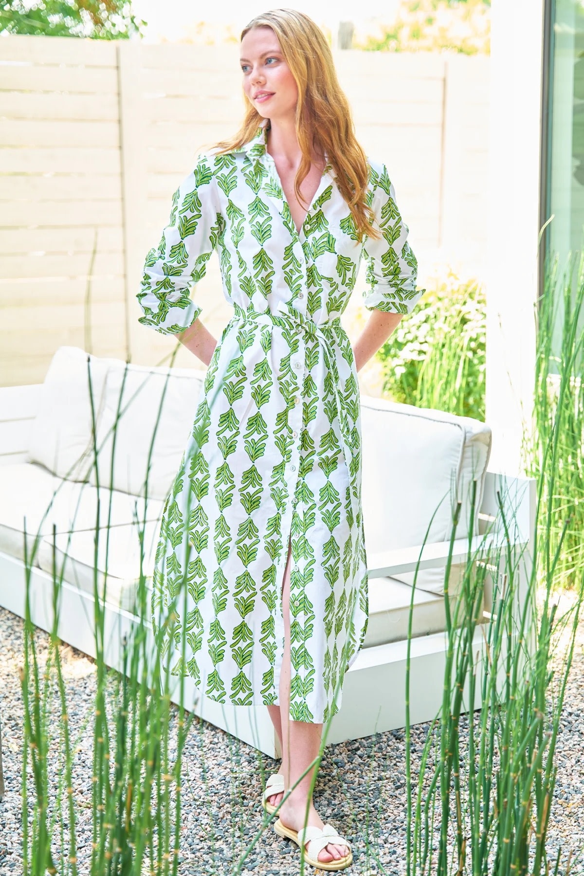 Finley Shirts Finley x Mended Alex 3/4 Sleeve Long Shirtdress Palmetto ...