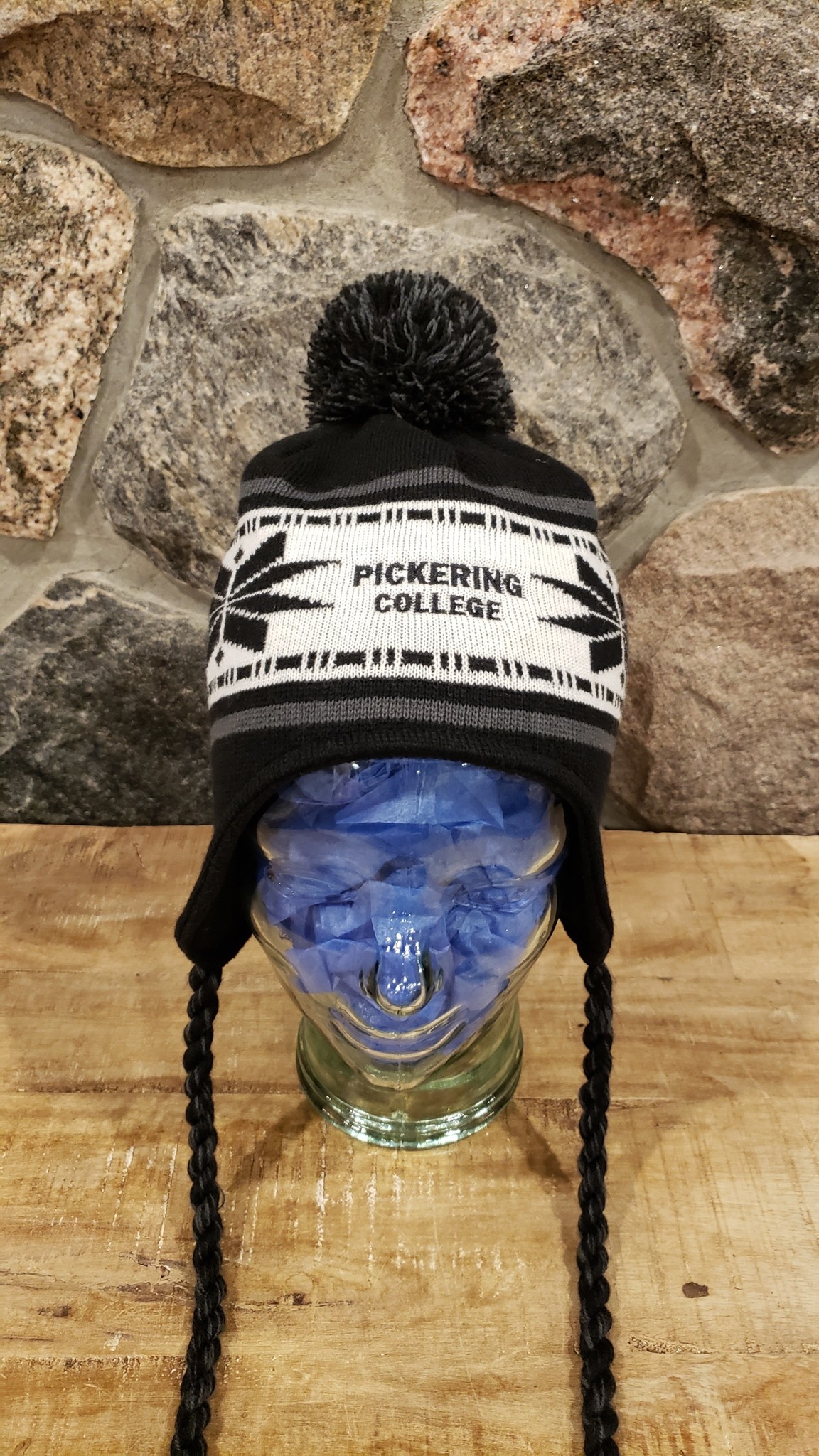 HatAdultPomPomEarFlapBlack - Pickering College