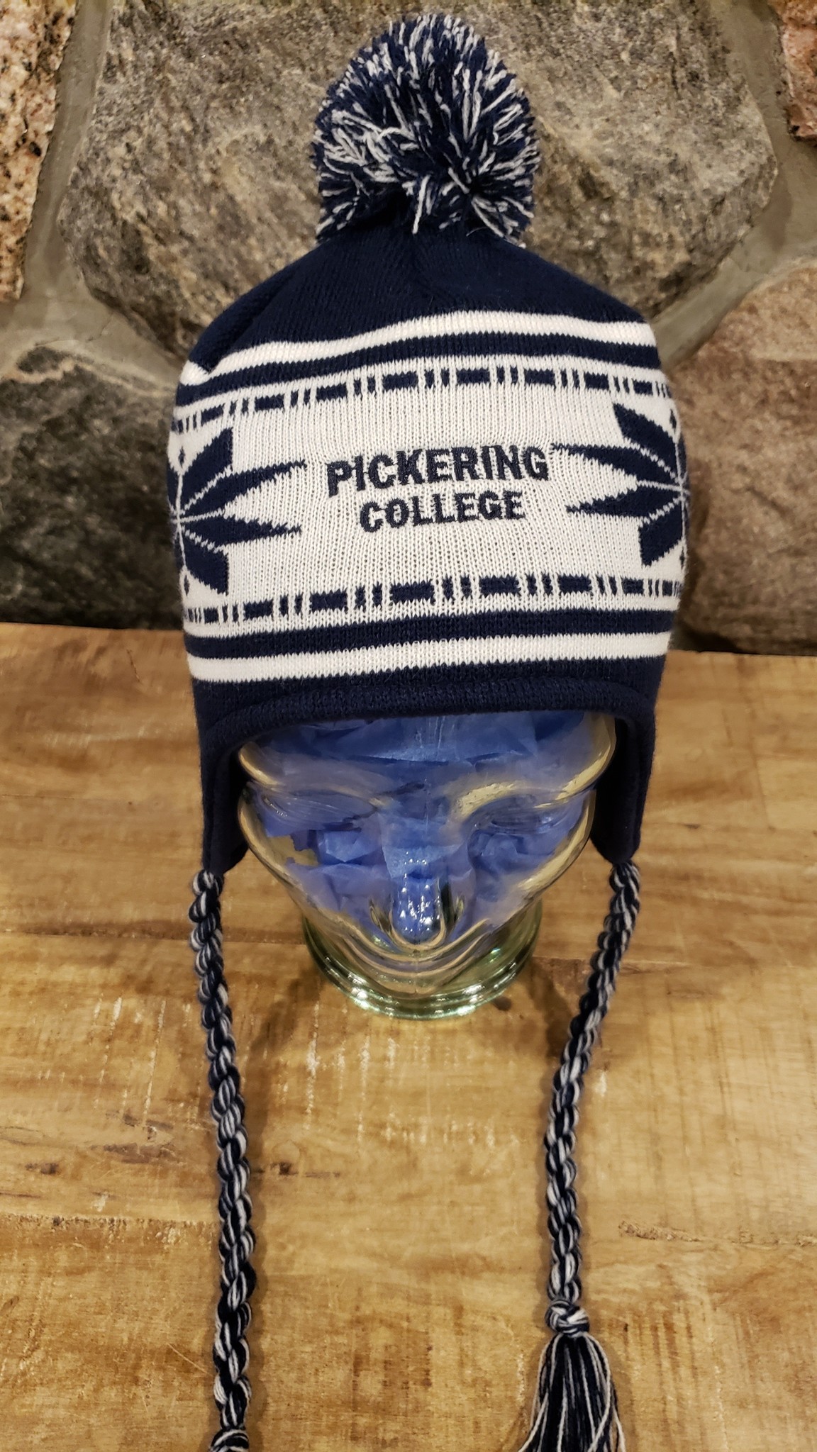 HatAdultPomPomEarFlapNavy - Pickering College