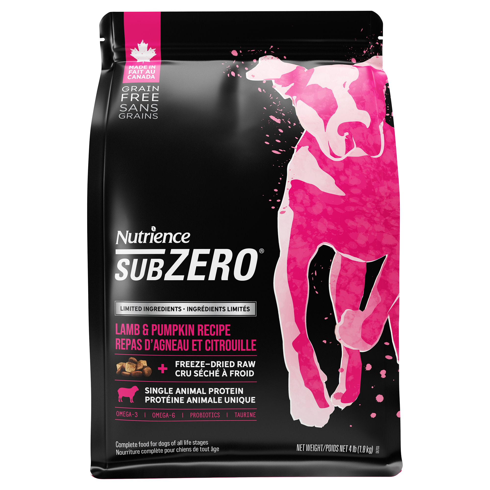 Nutrience SubZero ingrédients limités chien agneau & citrouille 1.8kg ...