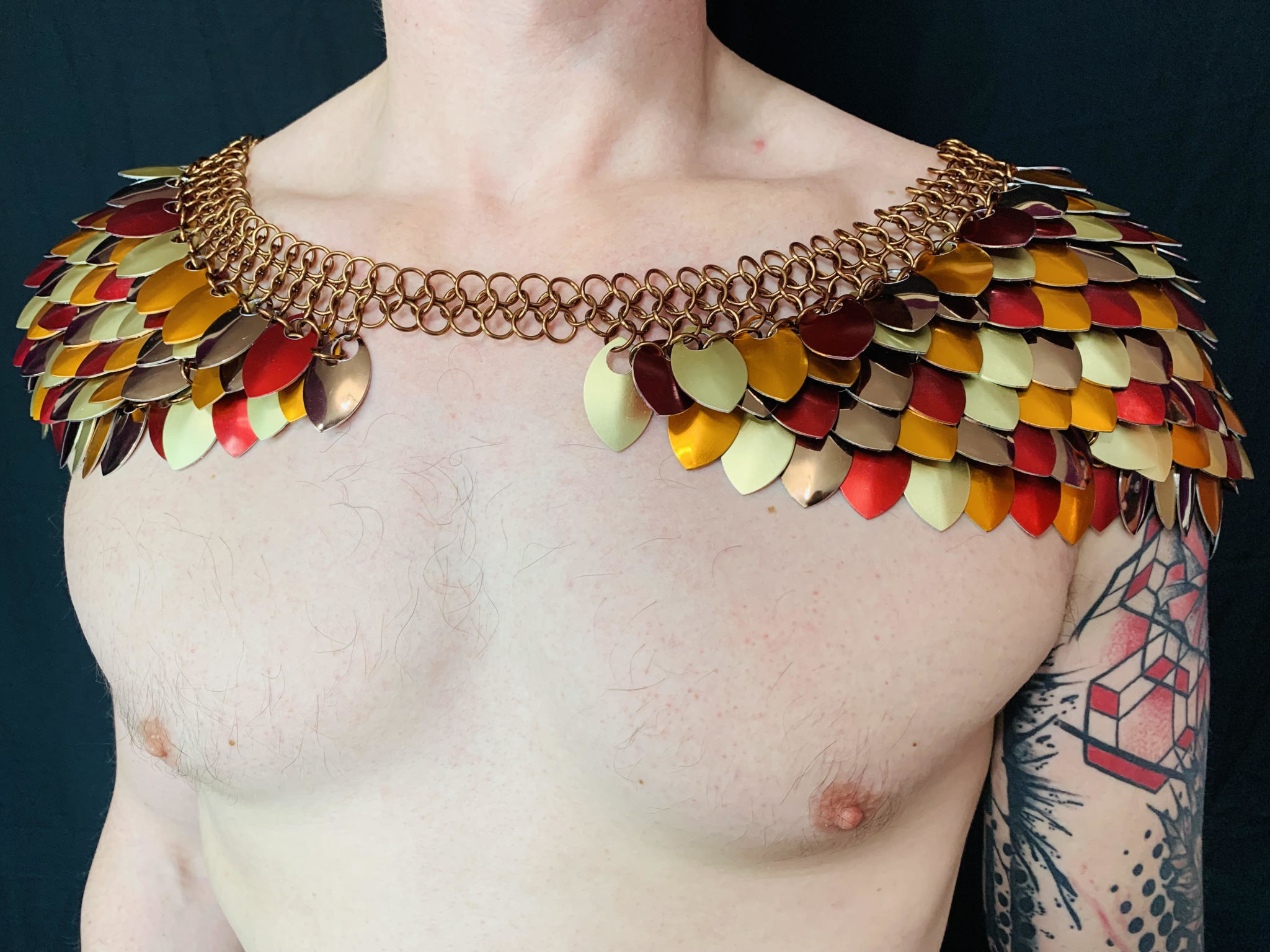 Poseidon's Forge: Phoenix Scalemail Double Pauldron (Red, Orange, Gold ...