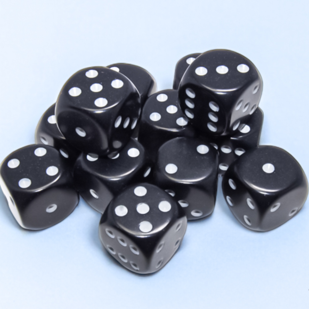 Chessex Dice Chessex 16mm D6 Dice Set, 12pk - Opaque: Black w/ White ...