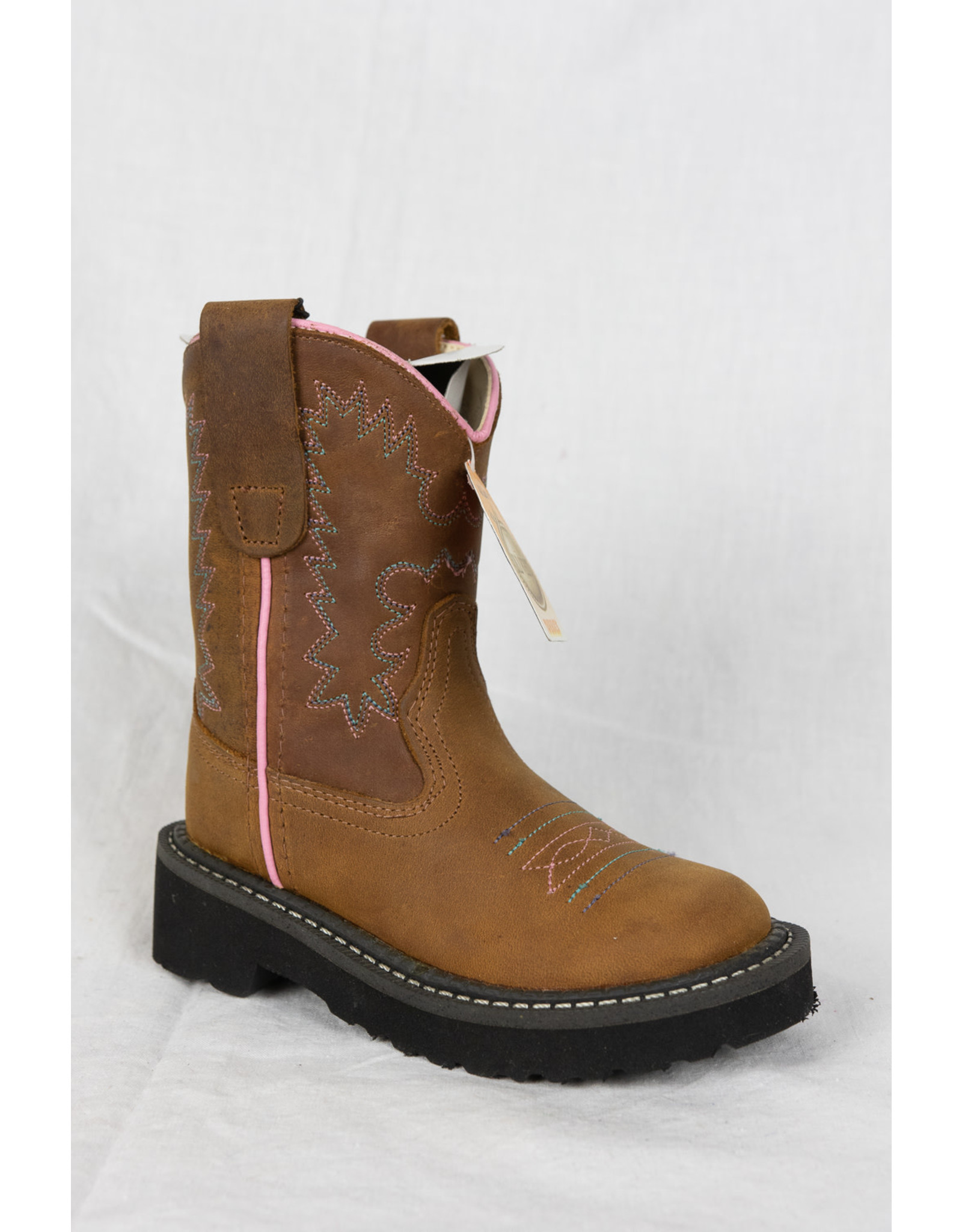 Old West tubby Toe Brown Pink Trim TB2252 - Big Valley Sales Online Store