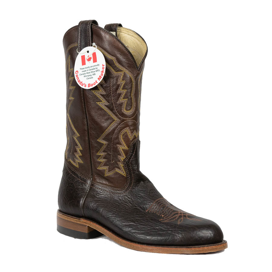 Canada West Brahma Men’s Cowboy Boot Round Toe Walking Heel Dark ...