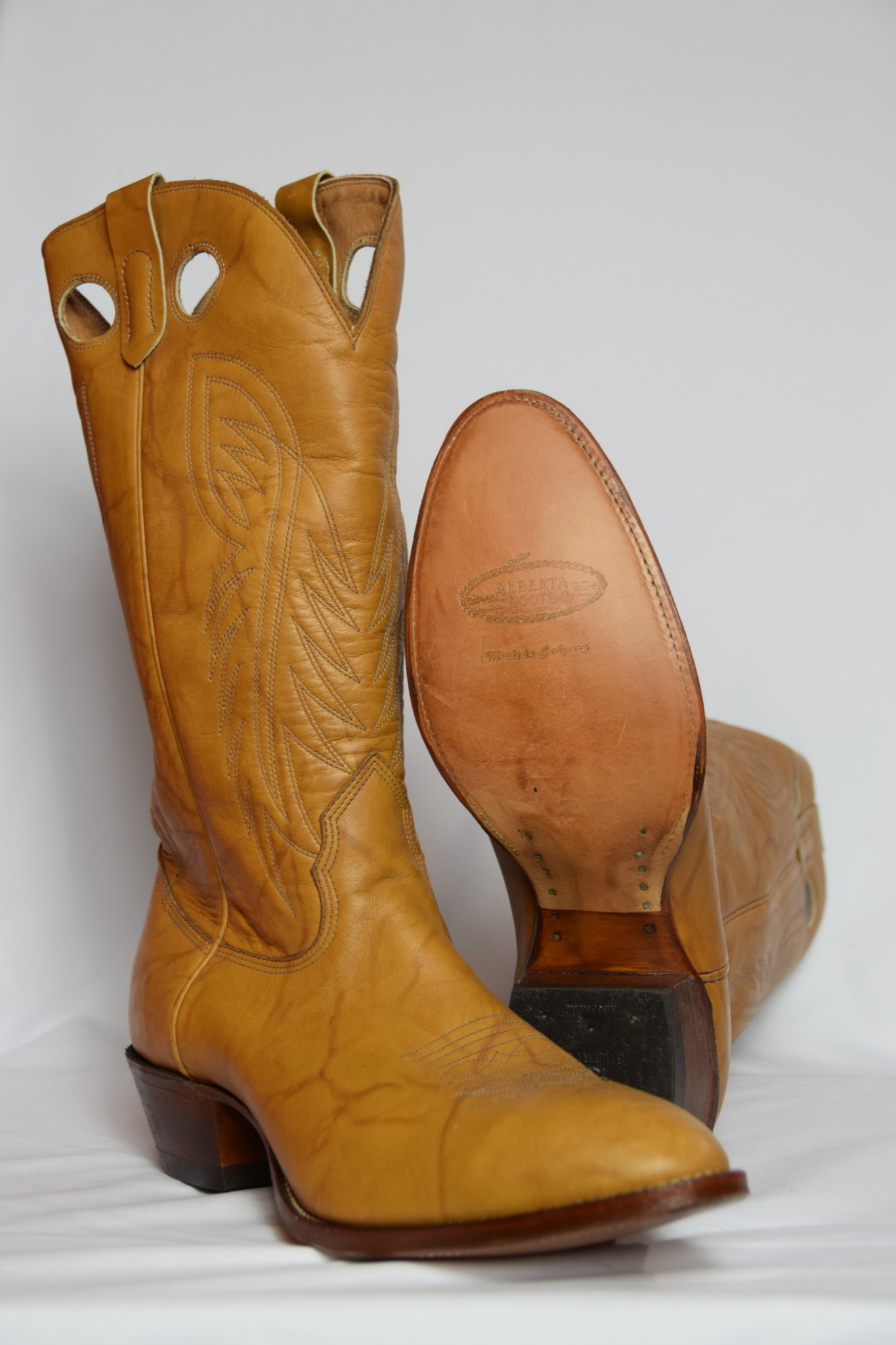 Alberta Boots Men’s Cowboy Boot Cypress Umber Round Toe Leather Sole ...