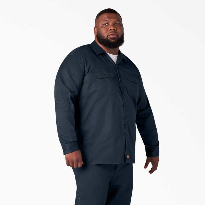 Dickies Mens Long Sleeve Twill Work Shirt Dark Navy 574dn Big