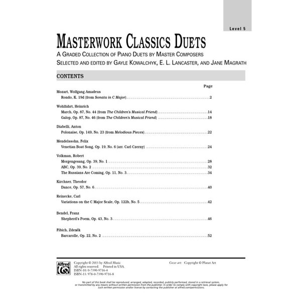 Masterwork Classics Duets, Level 5 - PianoWorks, Inc