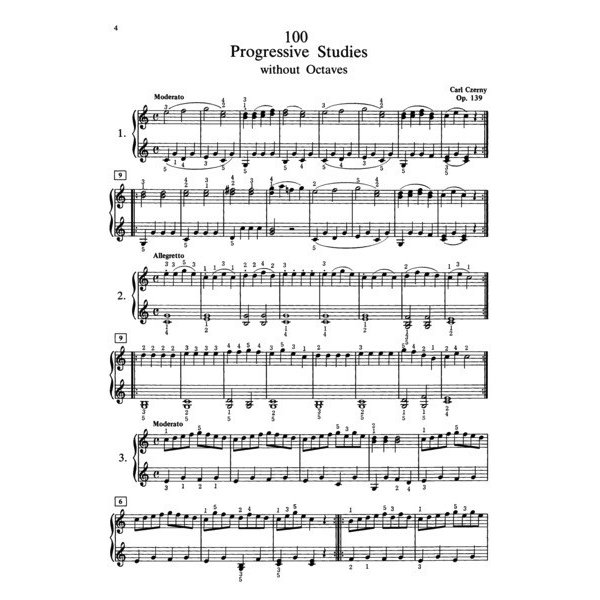 Czerny - 100 Progressive Studies without Octaves, Opus 139 - PianoWorks, Inc