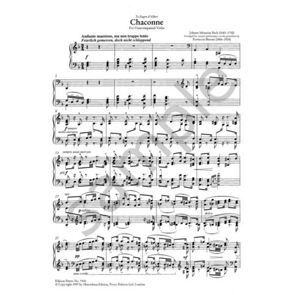 Bach-Busoni - Chaconne in D minor from Bach's Partita No.2 for Solo ...