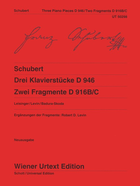 Schubert - Three Piano Pieces, 2 Fragments - PianoWorks, Inc