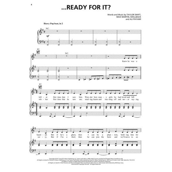 Taylor Swift – Reputation Piano-Vocal-Guitar - PianoWorks, Inc