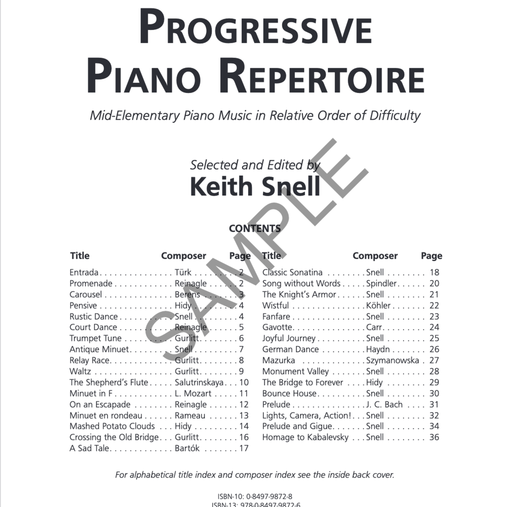 Progressive Piano Repertoire - PianoWorks, Inc