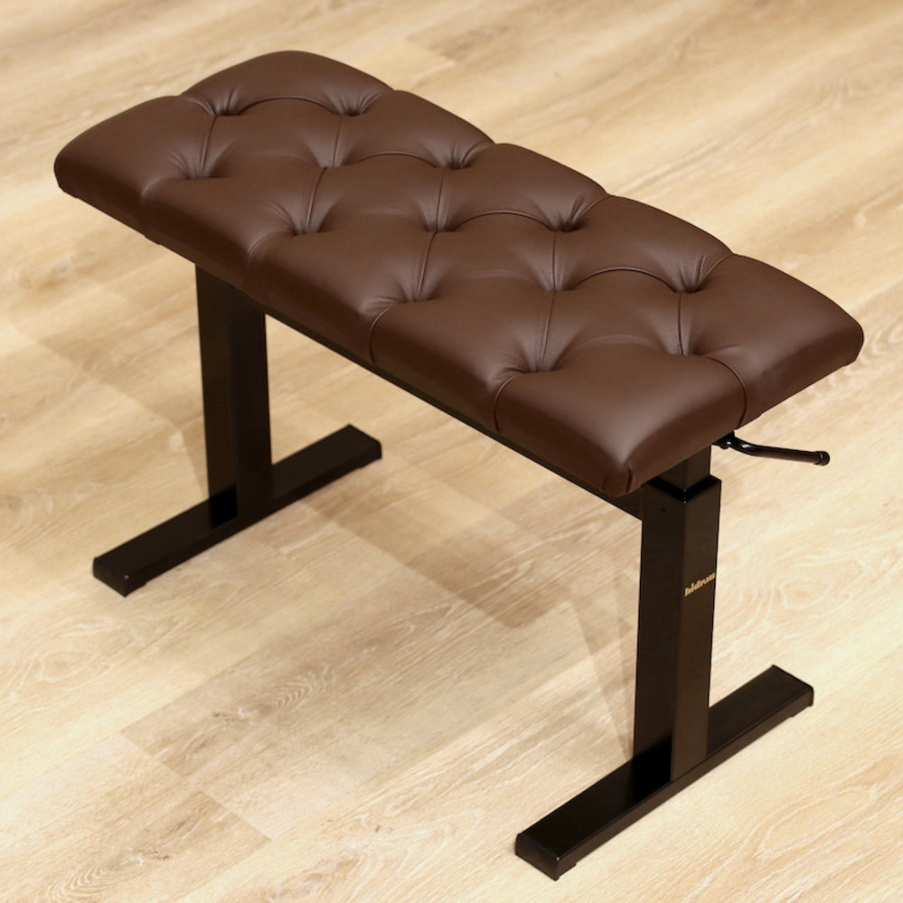 HM 30" Tufted Brown Vinyl Hydraulic Artist Bench - PianoWorks, Inc
