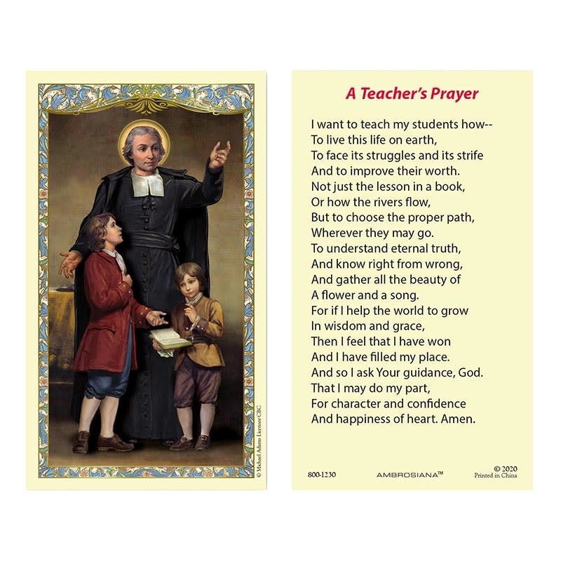 Prayer Card A Teachers Prayer - St. Paul's Catholic Books & Gifts