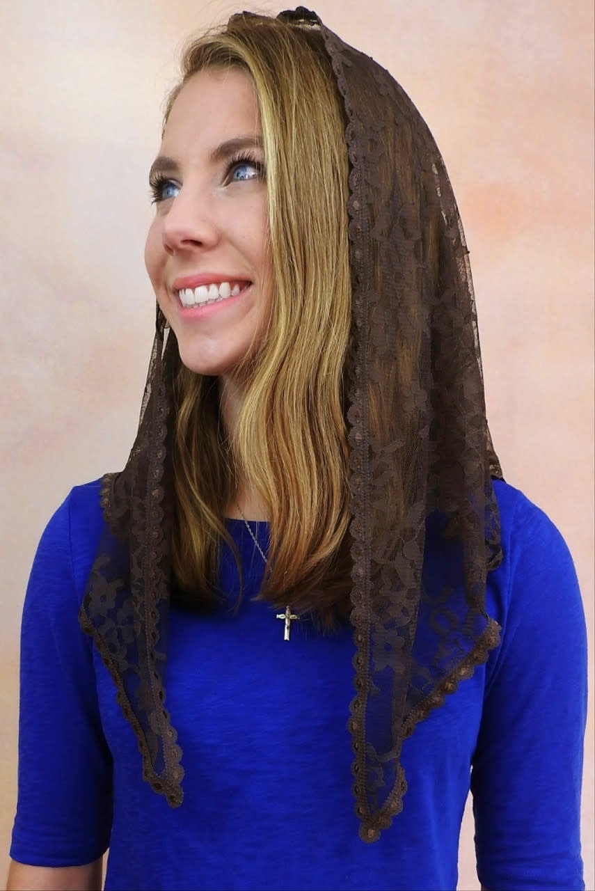 Traditional Chapel Veil- Brown - St. Paul's Catholic Books & Gifts