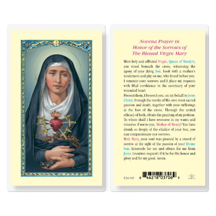 Prayer Card Our Lady of Sorrows - St. Paul's Catholic Books & Gifts