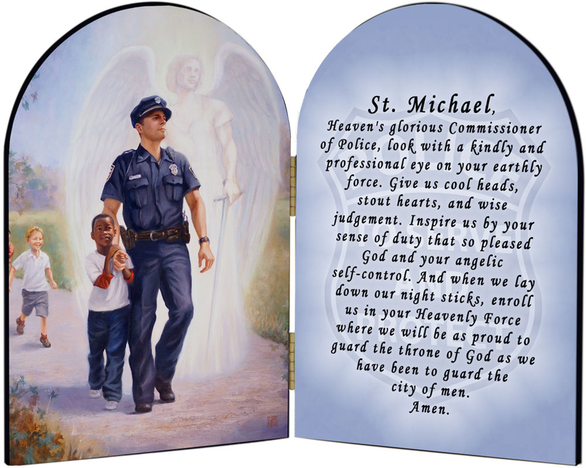 Police, Saint Michael Prayer Arched Diptych - St. Paul's Catholic Books ...