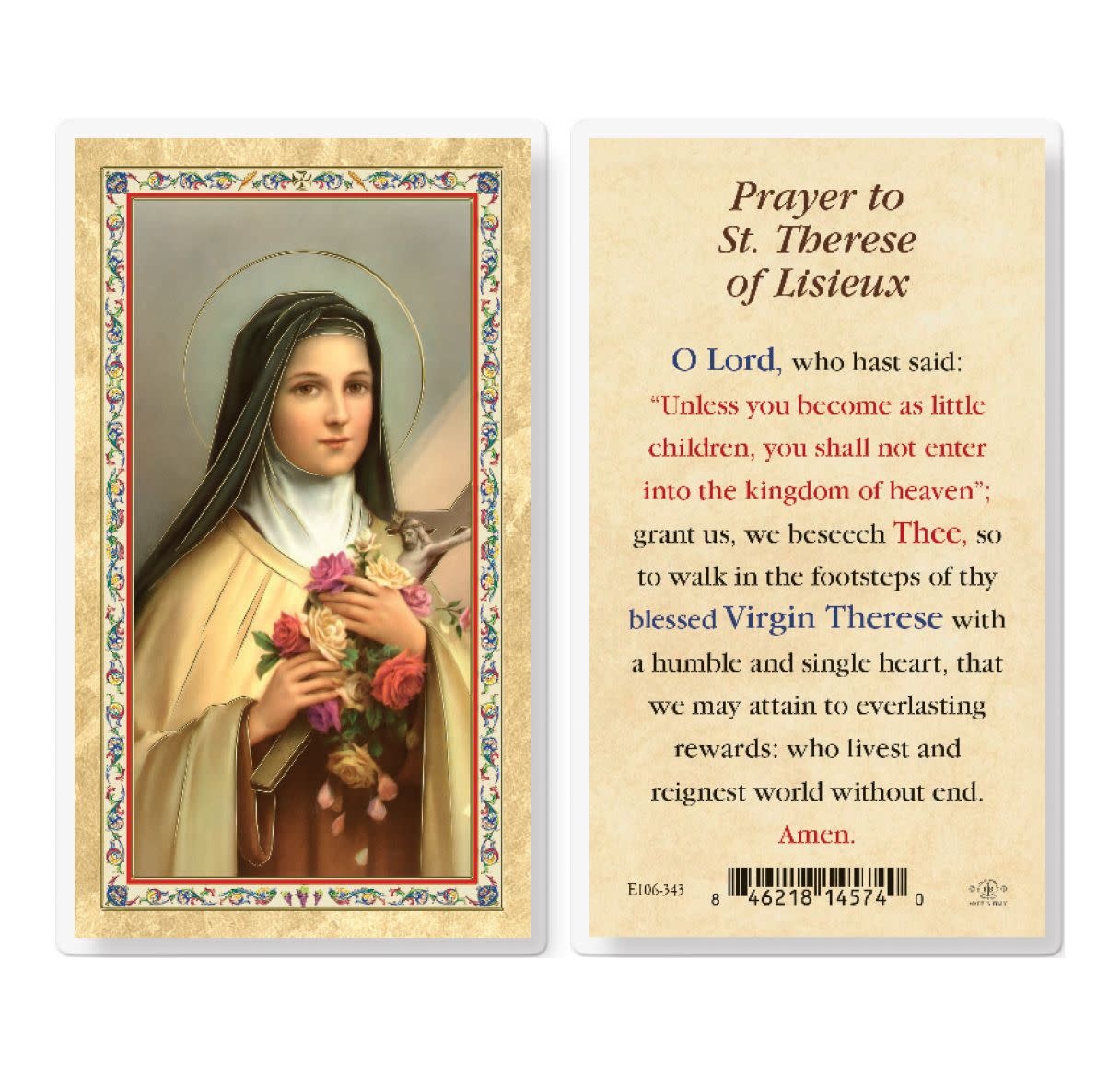 Prayer Card St Therese of Lisieux - St. Paul's Catholic Books & Gifts