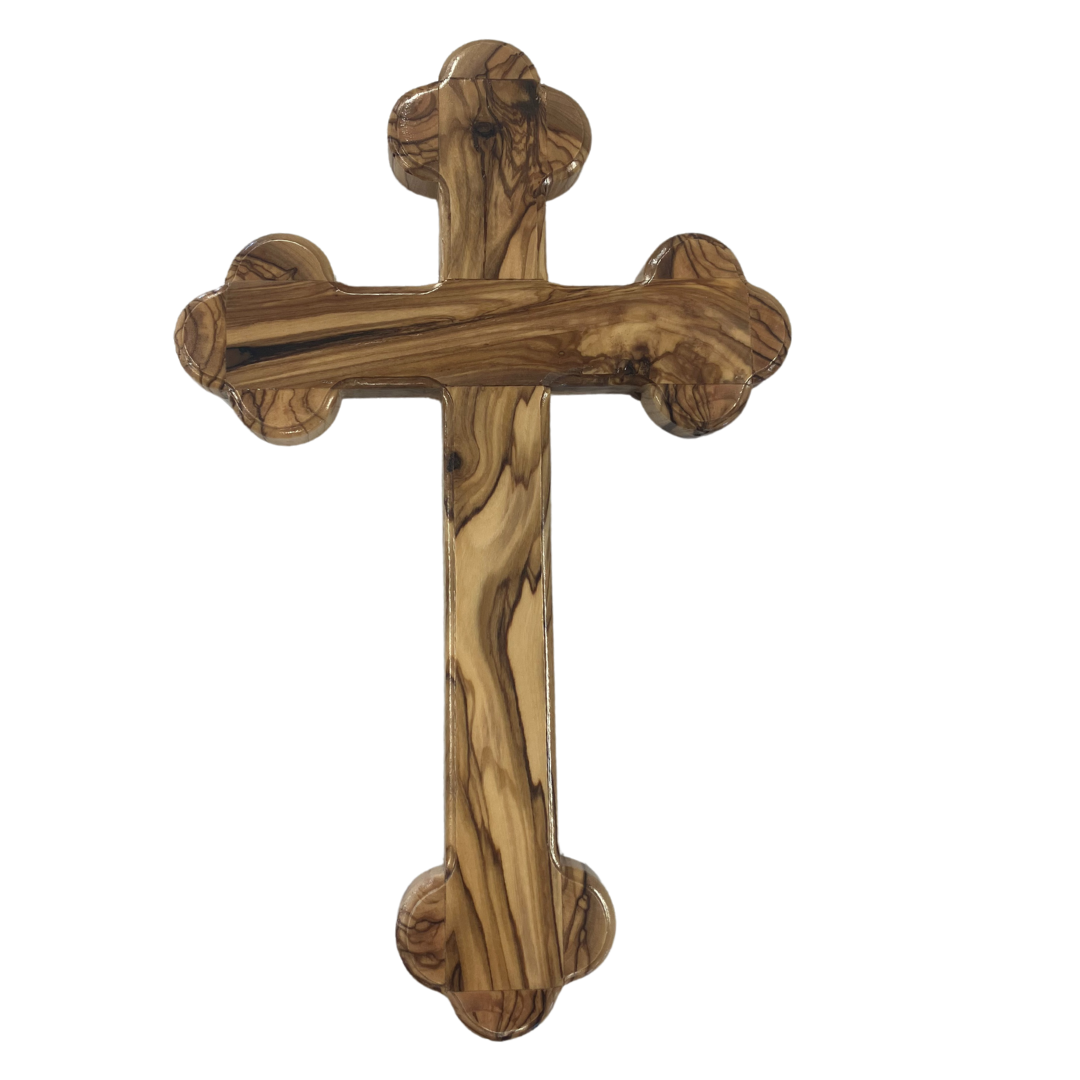 Olive Wood Budded Cross Large - St. Paul's Catholic Books & Gifts
