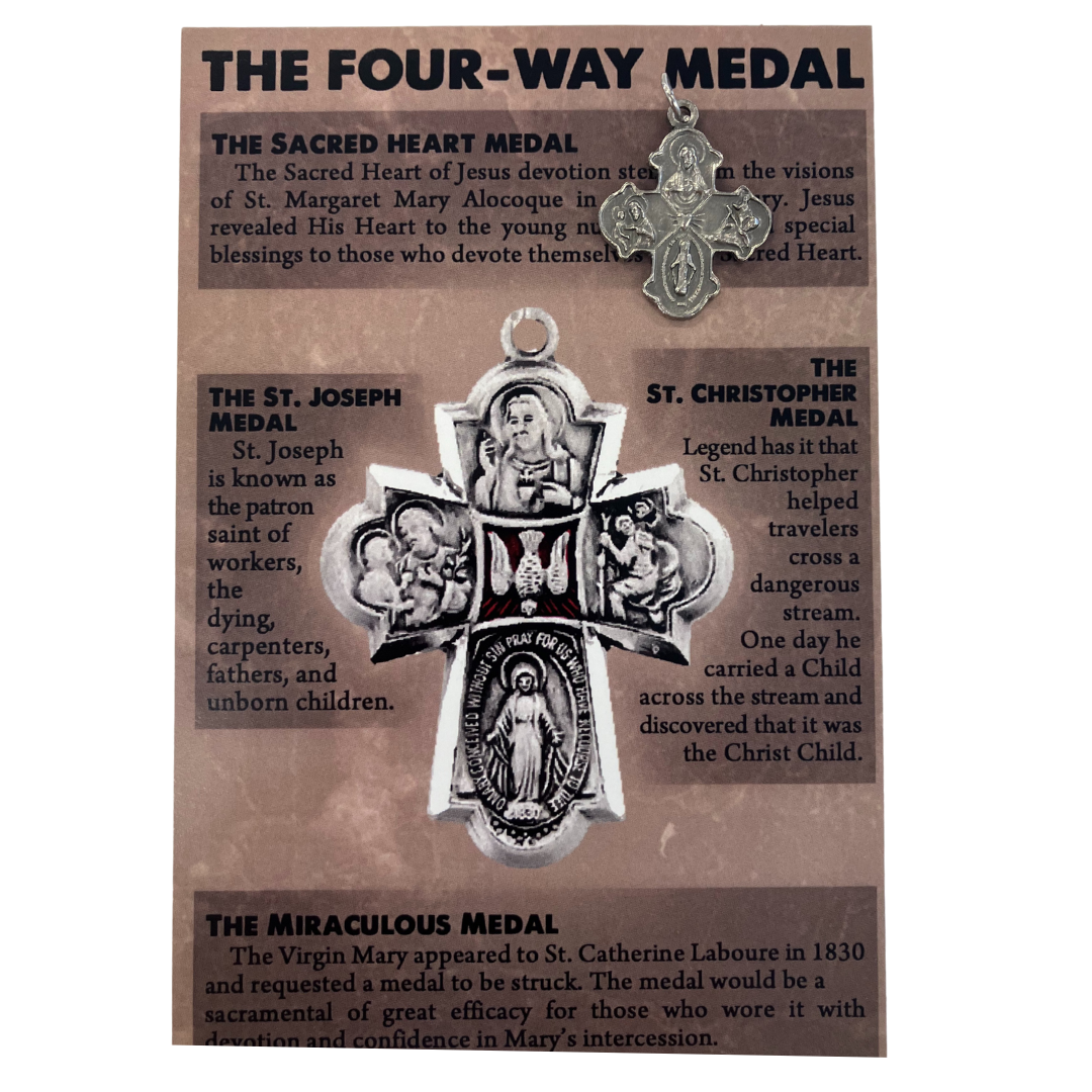 Four Way Medal with Explanation Card - St. Paul's Catholic Books & Gifts