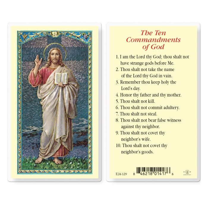 Prayer Card The Ten Commandments - St. Paul's Catholic Books & Gifts