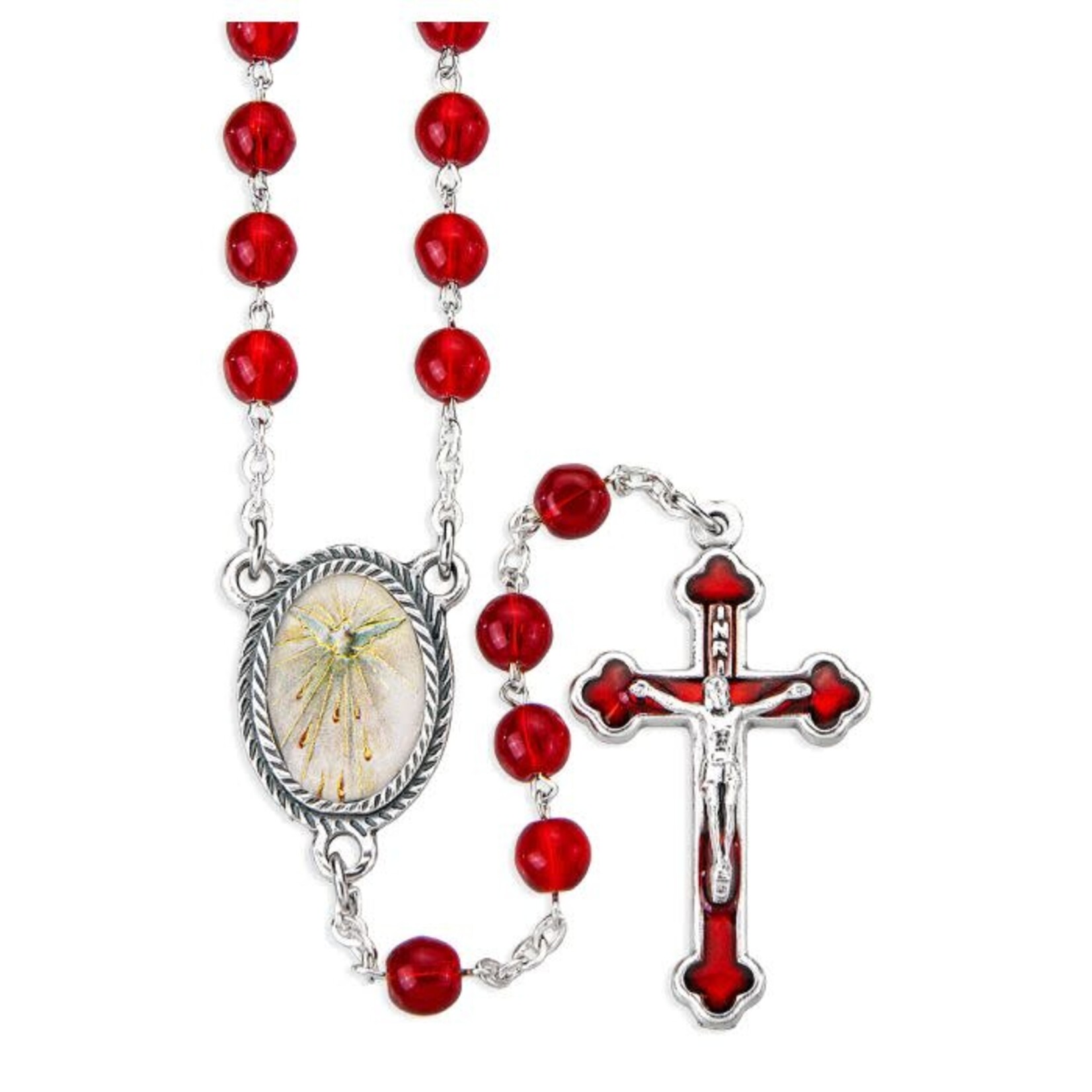 Red Glass Bead Holy Spirit Rosary - St. Paul's Catholic Books & Gifts
