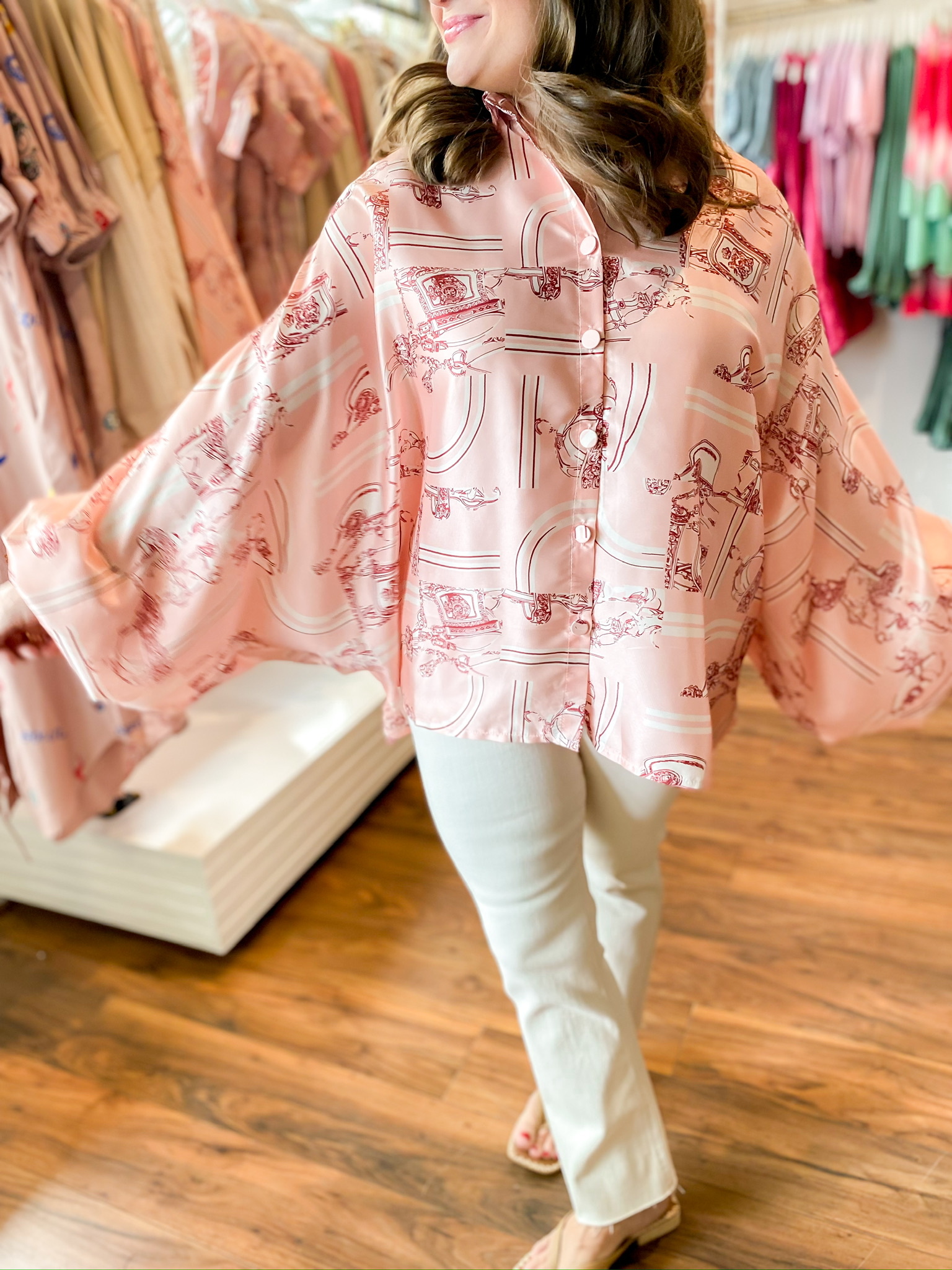 Bat Wing Button Down Blouse - The Fashion of Ruston