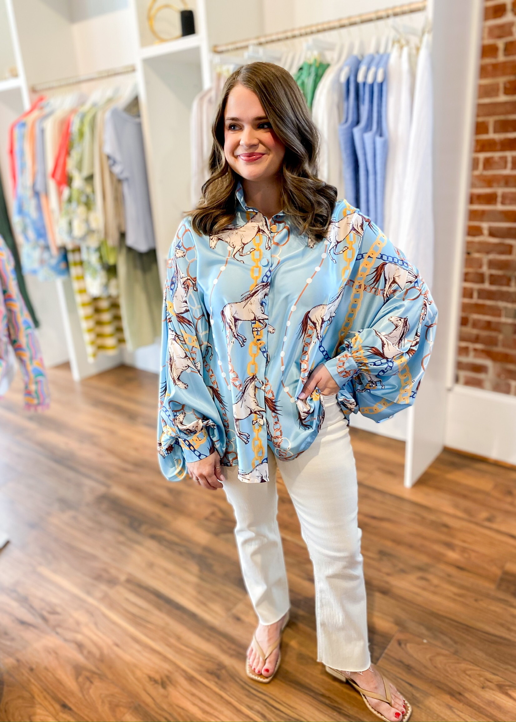 Bat Wing Button Down Blouse - The Fashion of Ruston