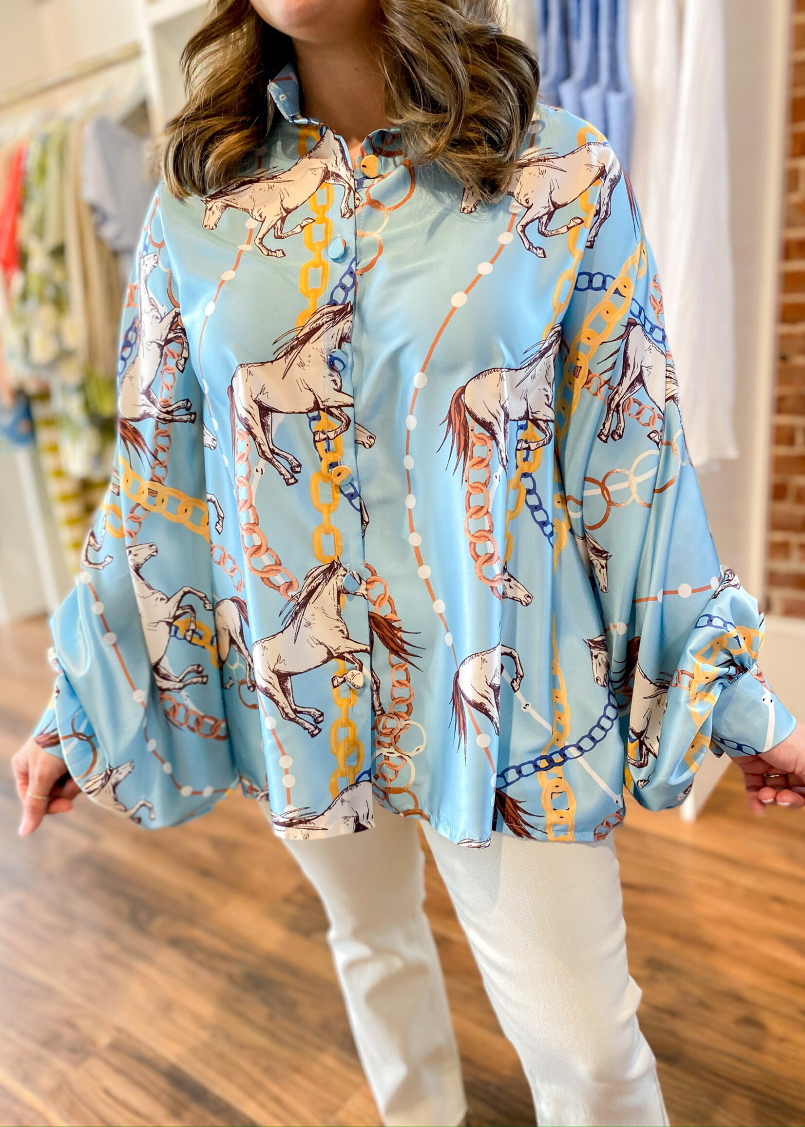 Bat Wing Button Down Blouse - The Fashion of Ruston