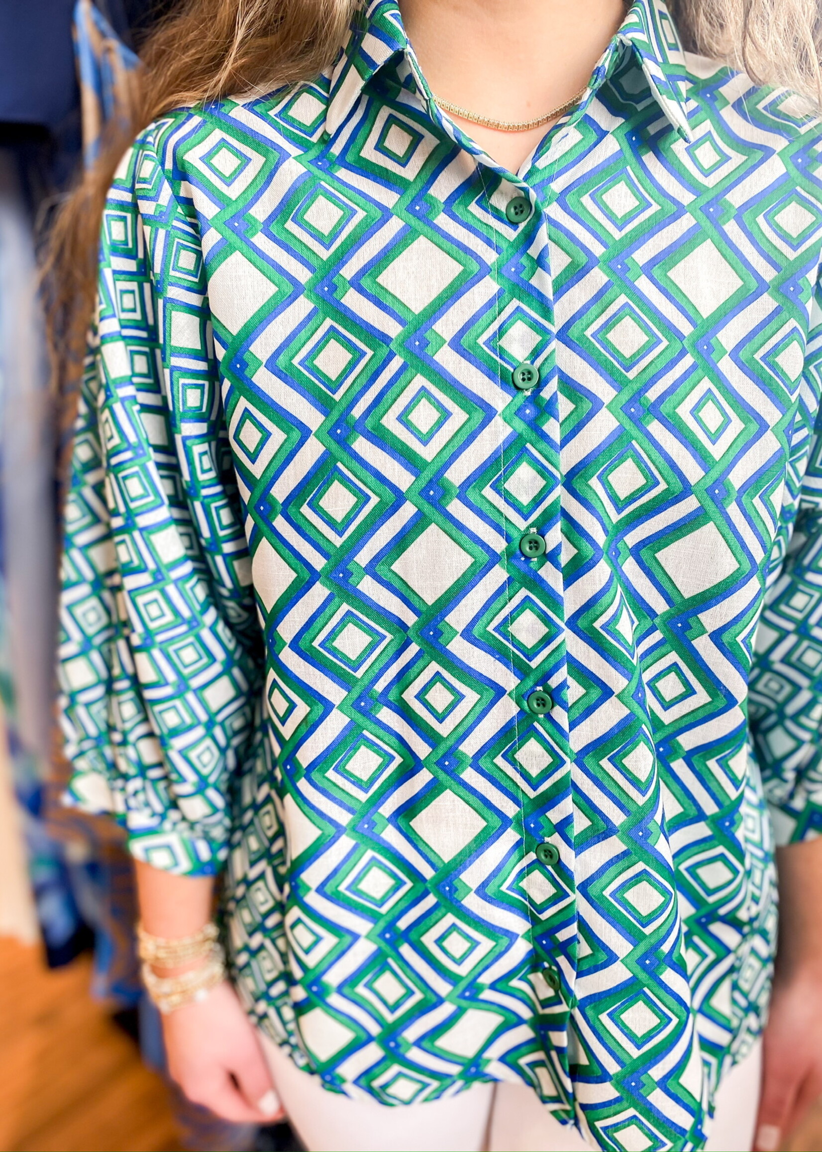 Emerald Cut Print Blouse - The Fashion of Ruston