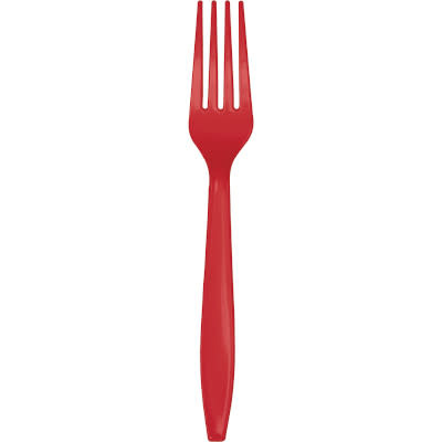 CLASSIC RED PLASTIC FORKS - Party Adventure