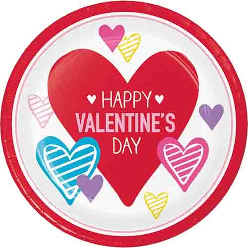 Creative Converting 9" Valentine's Symbols Plates - 8ct. - Party Adventure