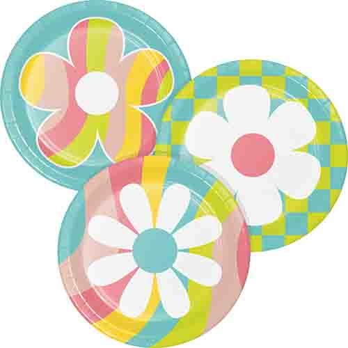 Creative Converting 7" Flower Power Plates - 8ct. (3 Designs) - Party ...