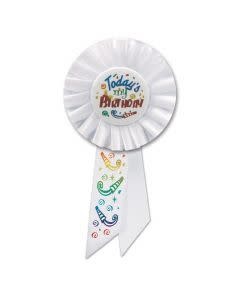 Beistle Today's My Birthday White Rosette Ribbon - 1ct. - Party Adventure