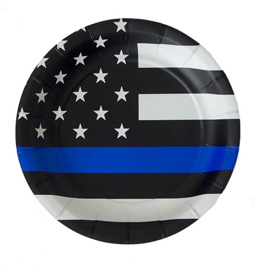 7" Police Thin Blue Line Plates - 8ct. - Party Adventure